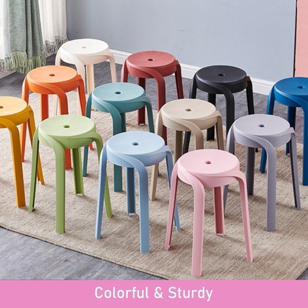 🇸🇬Koala Home🔥Plastic Stool Chair/Stackable/Round Stool/High Stool ...