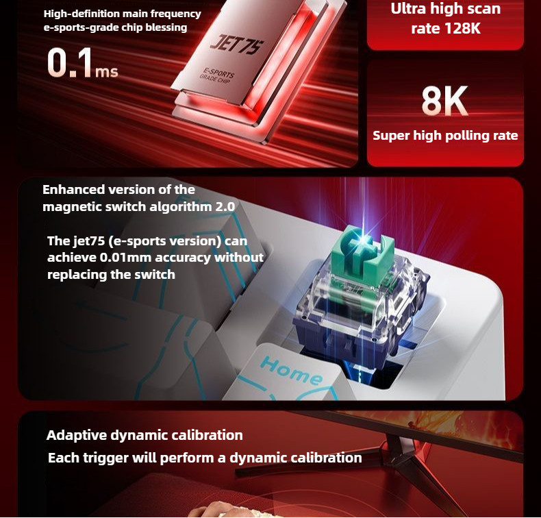 MCHOSE Jet 75 Magnetic Switch E-sports Mechanical Keyboard Rapid Trigger Wired Customization ...