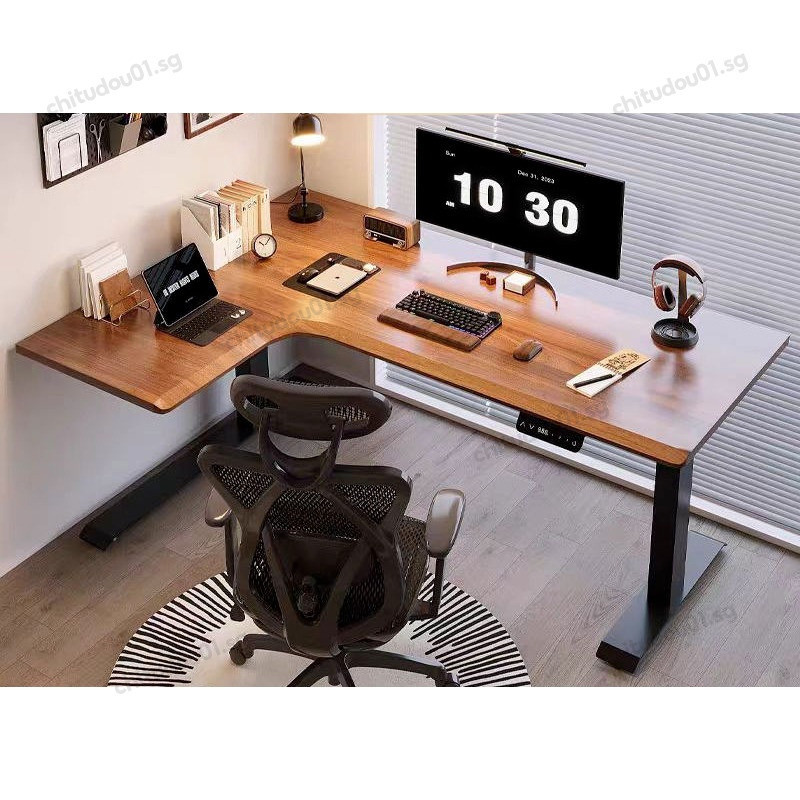Corner Computer Desk Adjustable Office Desk Movable Dual Person Gaming ...