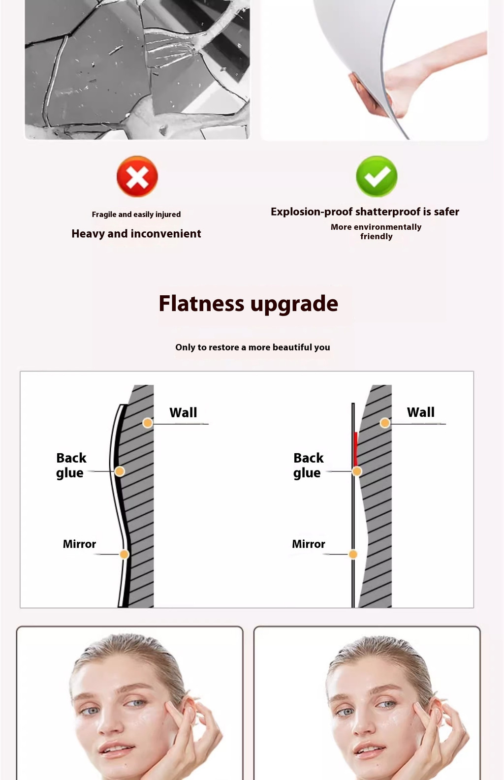 【SG Mirror】FREE REPLACEMENT Acrylic Mirror Soft Mirror Self-Adhesive ...