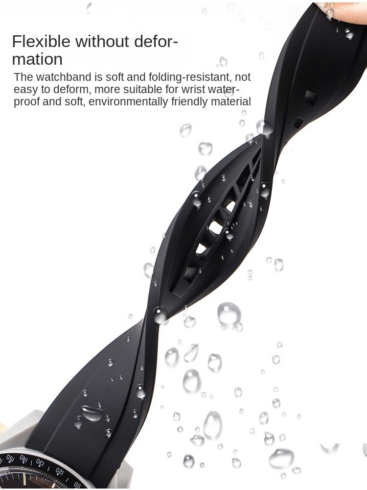 Silicone Curve End Watch Strap for Blancpain X S-watch Joint Five Oceans Series Bracelet with ...