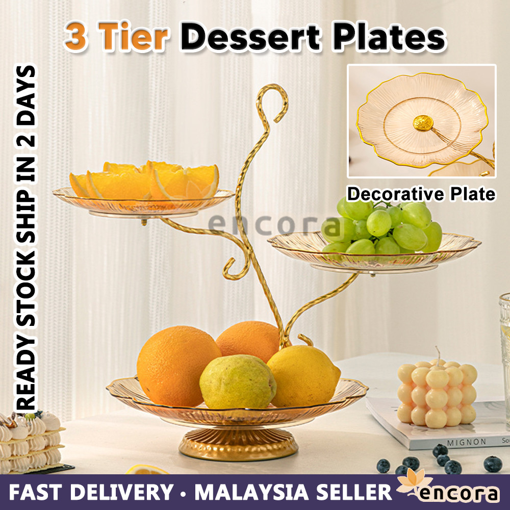 [3 Tier] Encora Luxury Dessert Plate Dulang Kuih Raya Pastry Serving ...