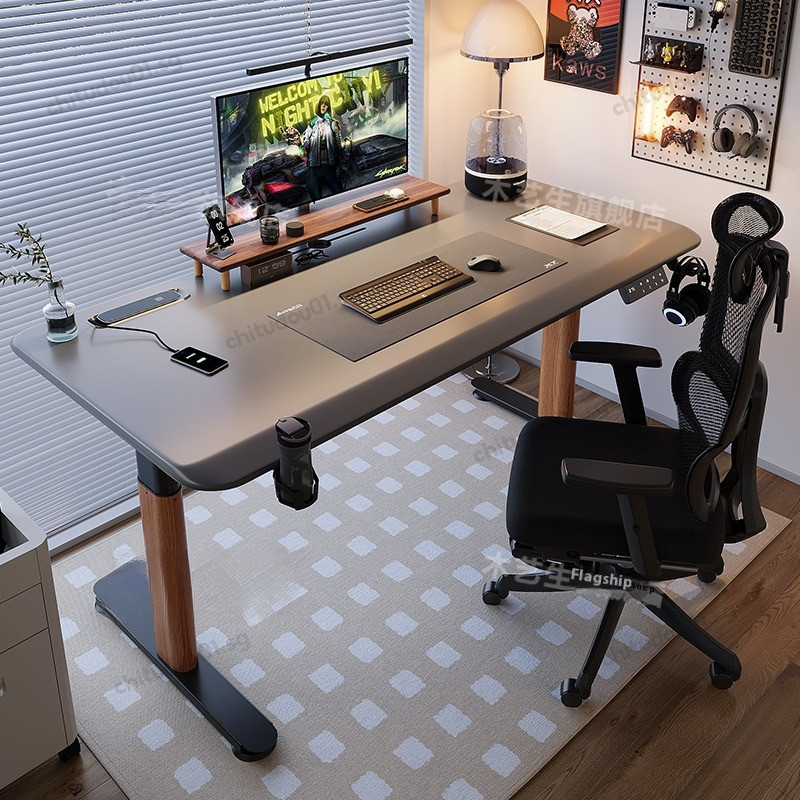 Electric Lifting Desk Solid Wood Computer Desk Adjustable Electric Lifting Desk Office High-End ...