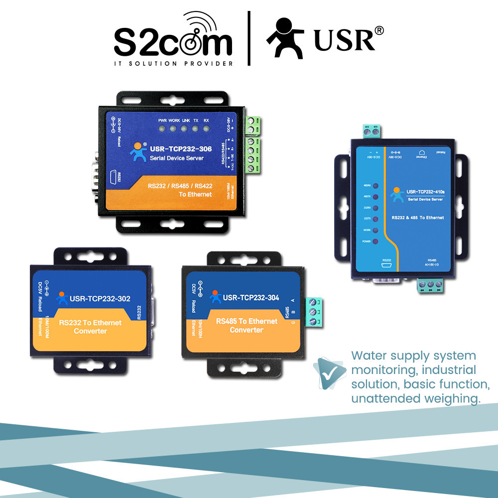 PUSR RS232 RS485 Modbus RTU to Modbus TCP Gateway Serial to Ethernet Converter USR-TCP232-410s ...