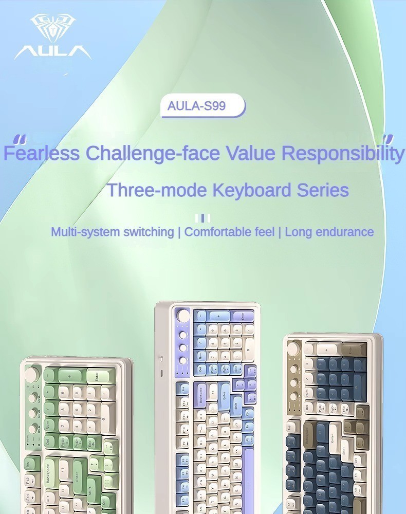 AULA S99 RGB Wireless 2.4G Bluetooth Wired Three-mode Keyboard ...