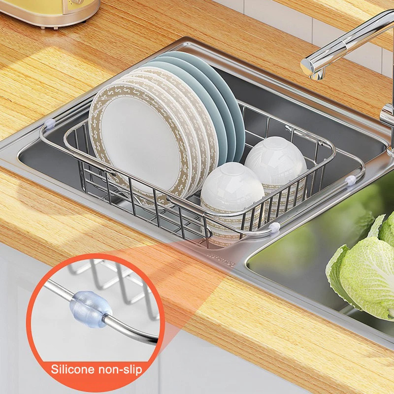 【SG STOCK】304 Stainless Steel Dish Drying Rack Adjustable Kitchen Sink ...
