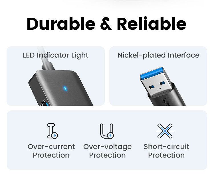 UGREEN USB 3.0 Hub 4 Ports USB A Splitter Ultra-Slim USB Expander for Mouse Keyboard Flash Drive ...