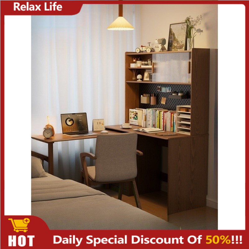 Solid Wood Study Table Folding Computer Table Study Table With Shelves ...