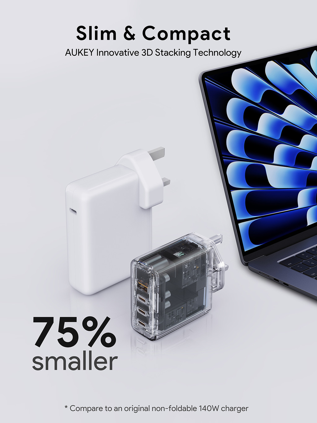 Aukey PA-C6 Comet Mix 4 140W PD PPS Super Fast Charging 4-Port GaN Wall ...