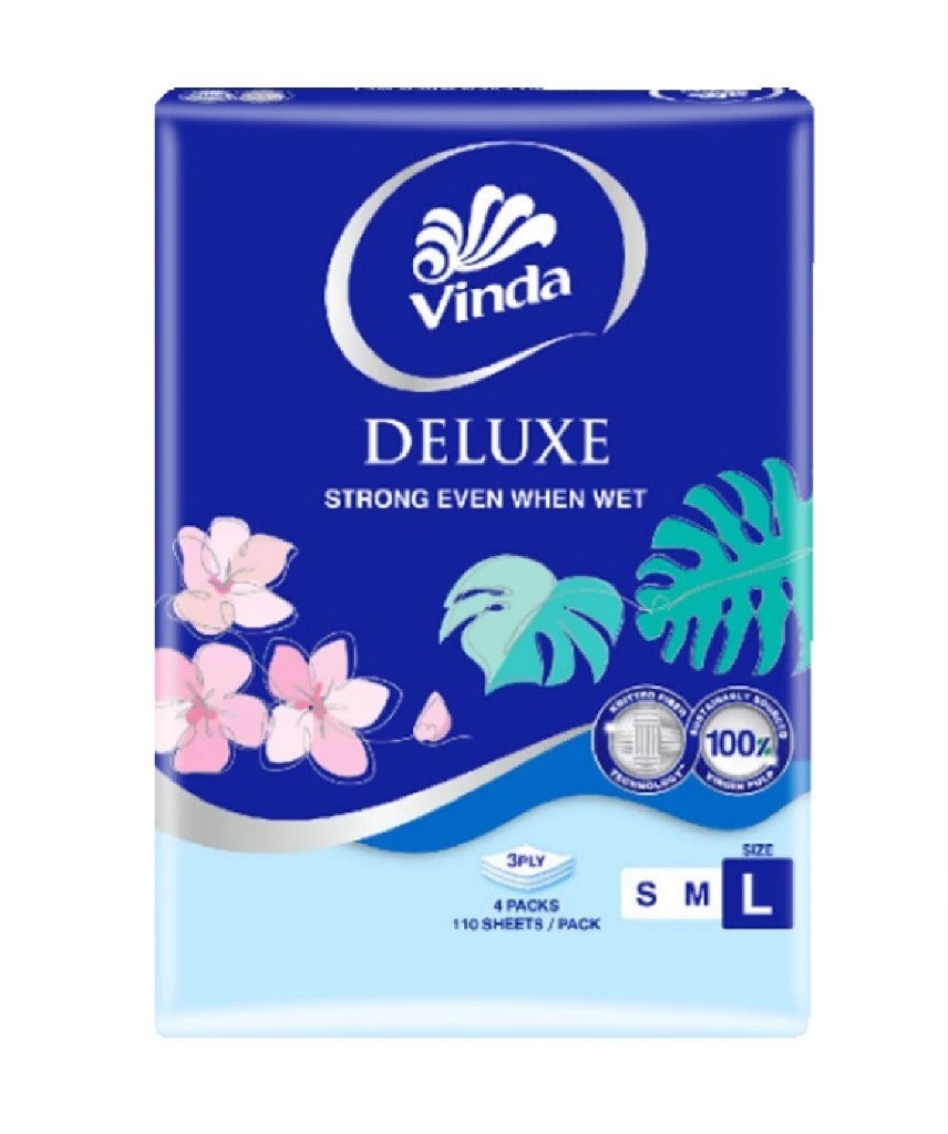 Vinda Deluxe Soft Pack Facial Tissue Large (4 x 110 sheets) (Packaging ...