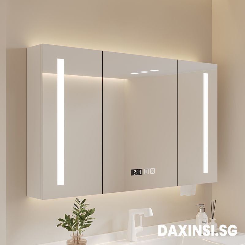 DAXINSI Intelligent Solid Wood Bathroom Mirror Cabinet, Bathroom Mirror ...