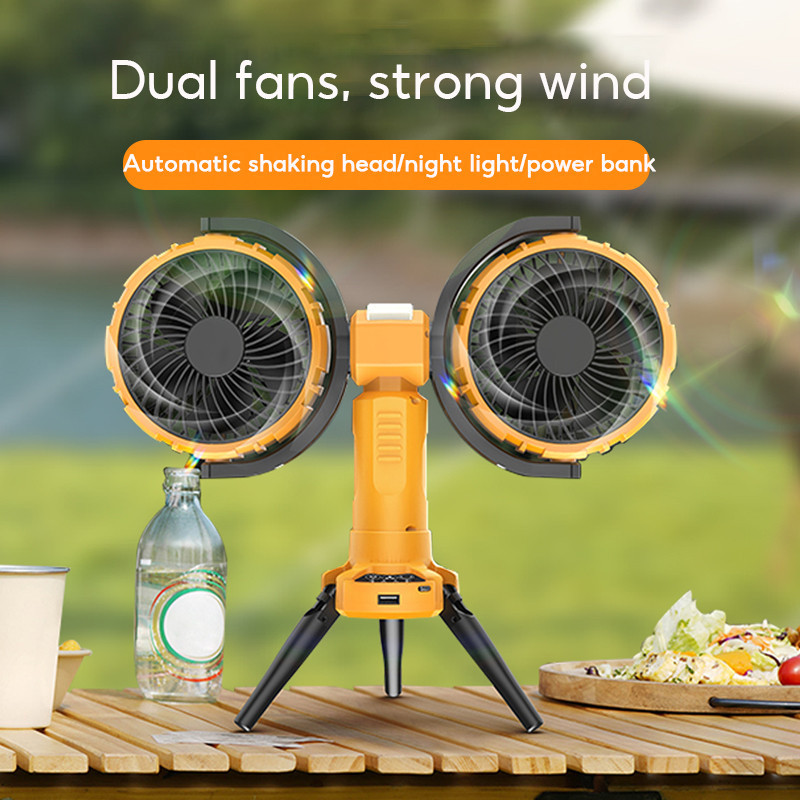 OATSBASF Rechargeable Outdoor Camping Tent Ceiling Fan Triangle Double ...