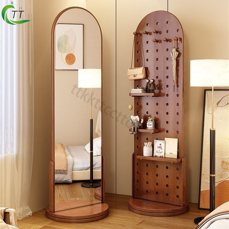 TTKK Full-length Mirror Rotatable And Movable Solid Wood Hole Board ...