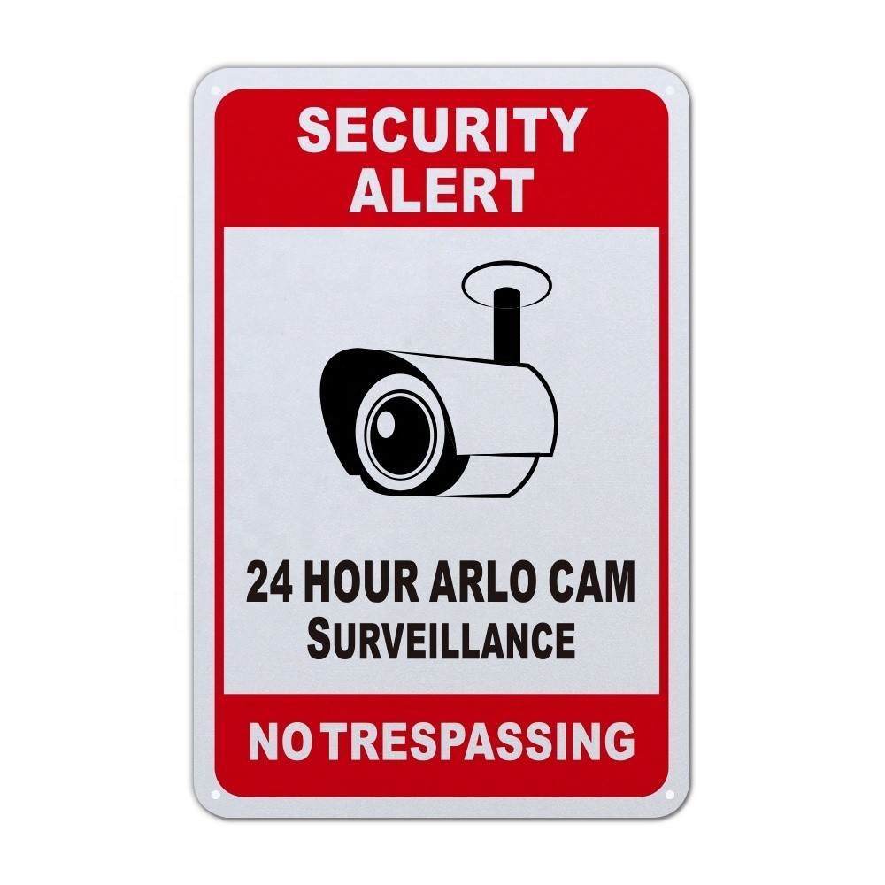 24 Hour Video Sign No Trespassing Aluminum Warning Sign Metal CCTV ...