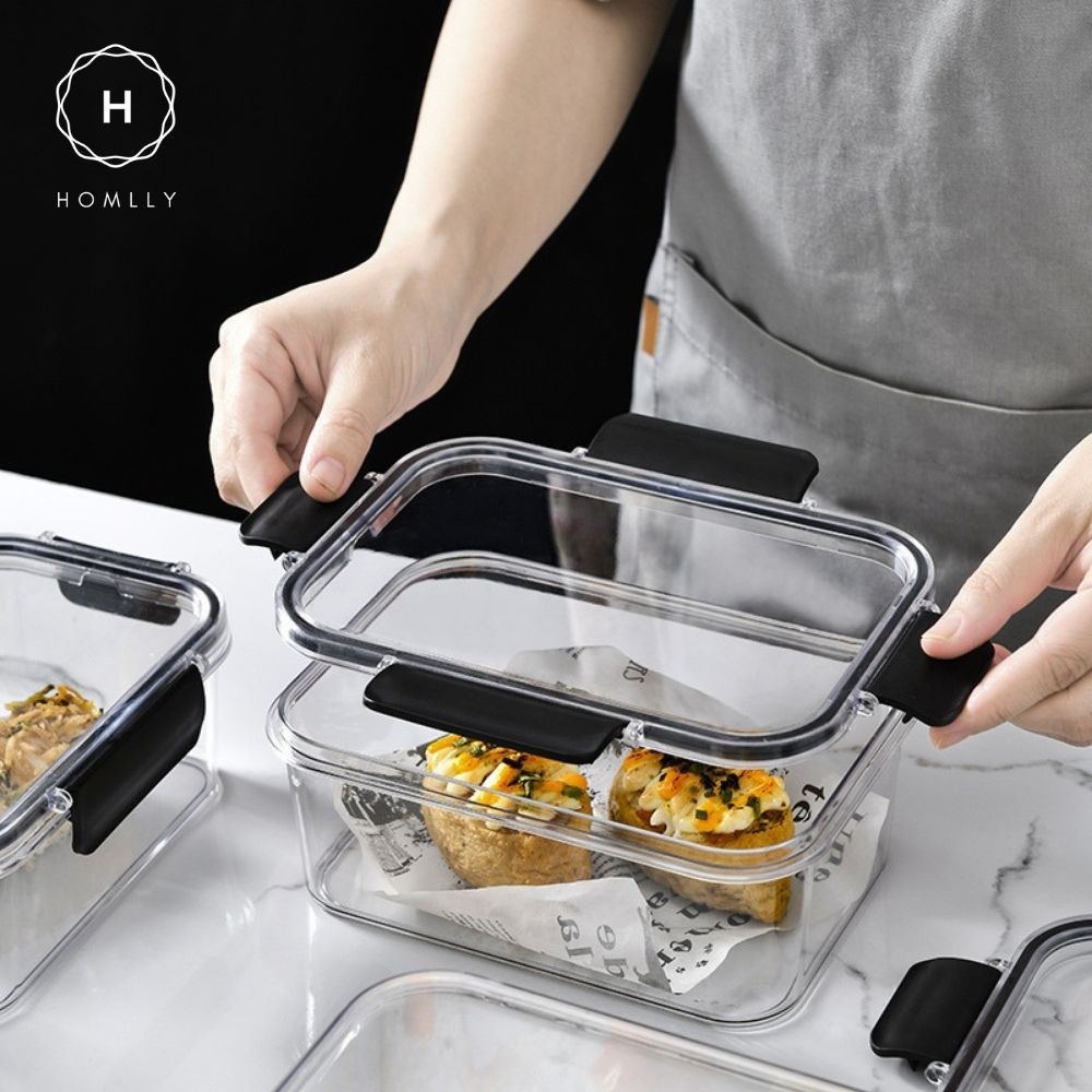 Homlly BPA-Free Air Tight Plastic Food Storage Container with Four ...