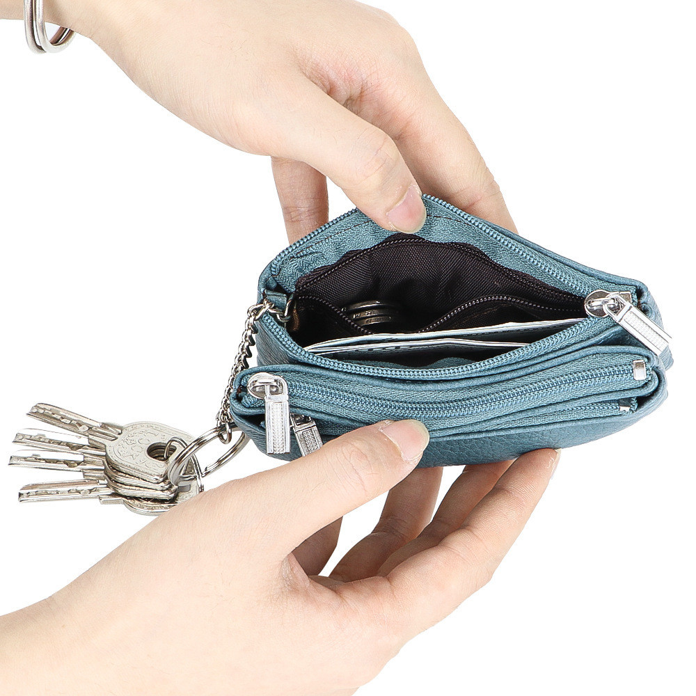 Royal Bagger Mini Leather Coin Purse with Keychain, Multi Storage Bag ...