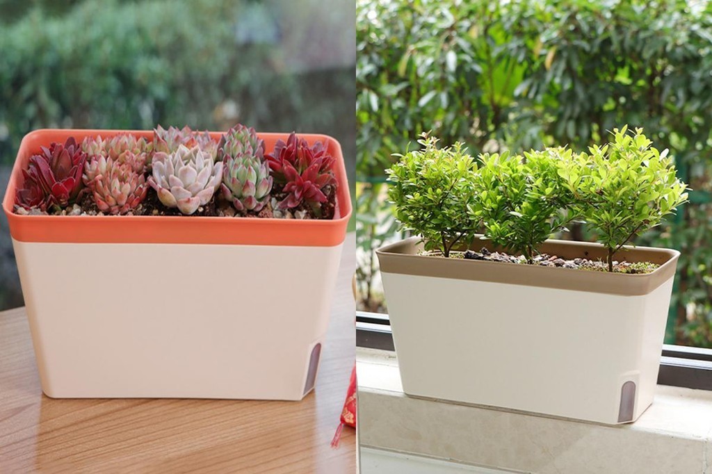 Moamegift Double Layer Plant Pot Self Watering Windowsill Pot Modern ...
