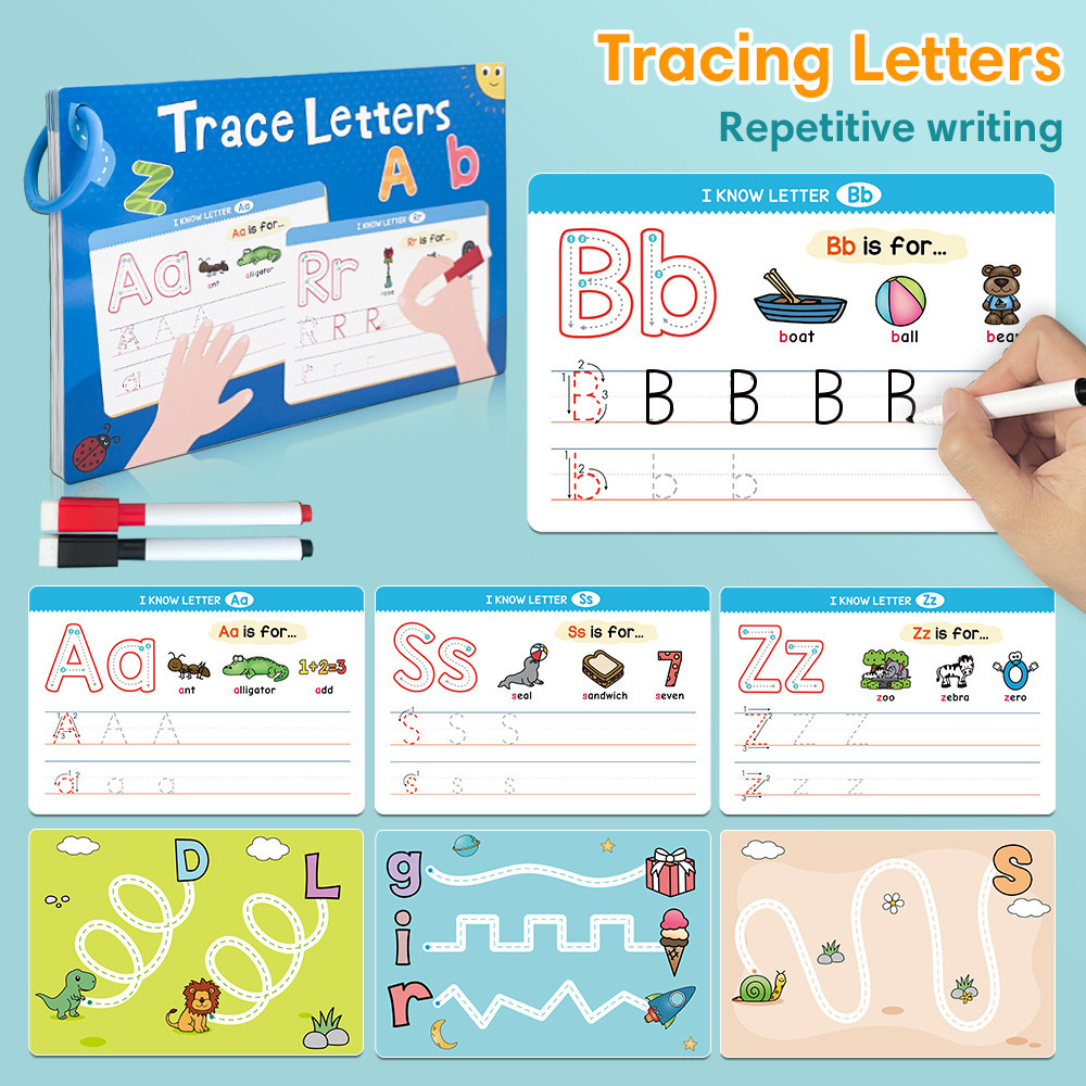 A5 Size Dry Erase Writing English Alphabet Flashcards for Kids Baby ...