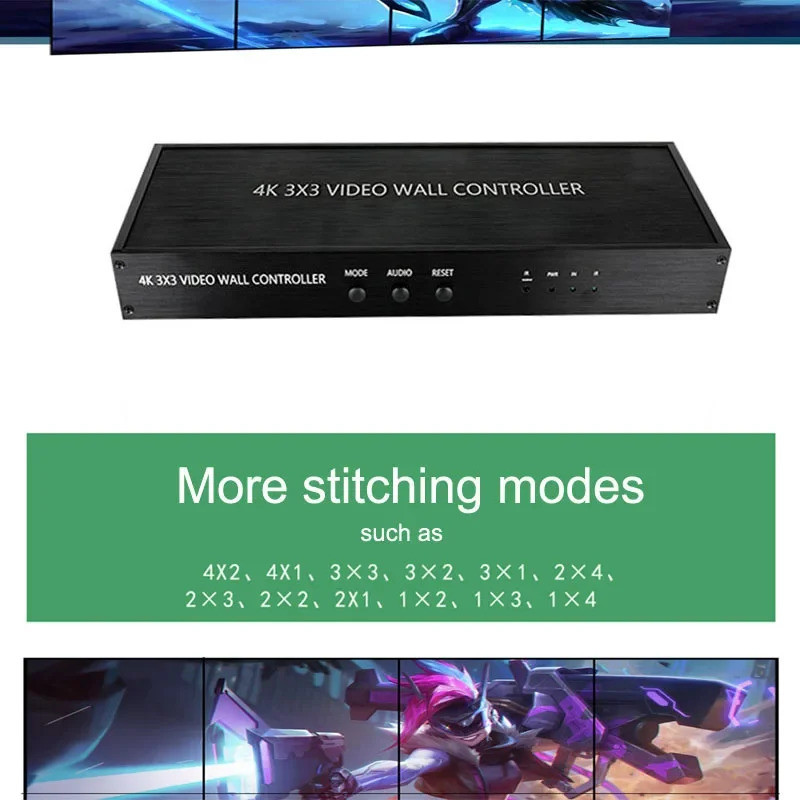 4K 3x3 HDMI Video Wall Controller 9 TV Splicing Box 2x2 1x3 1x4 2x3 ...