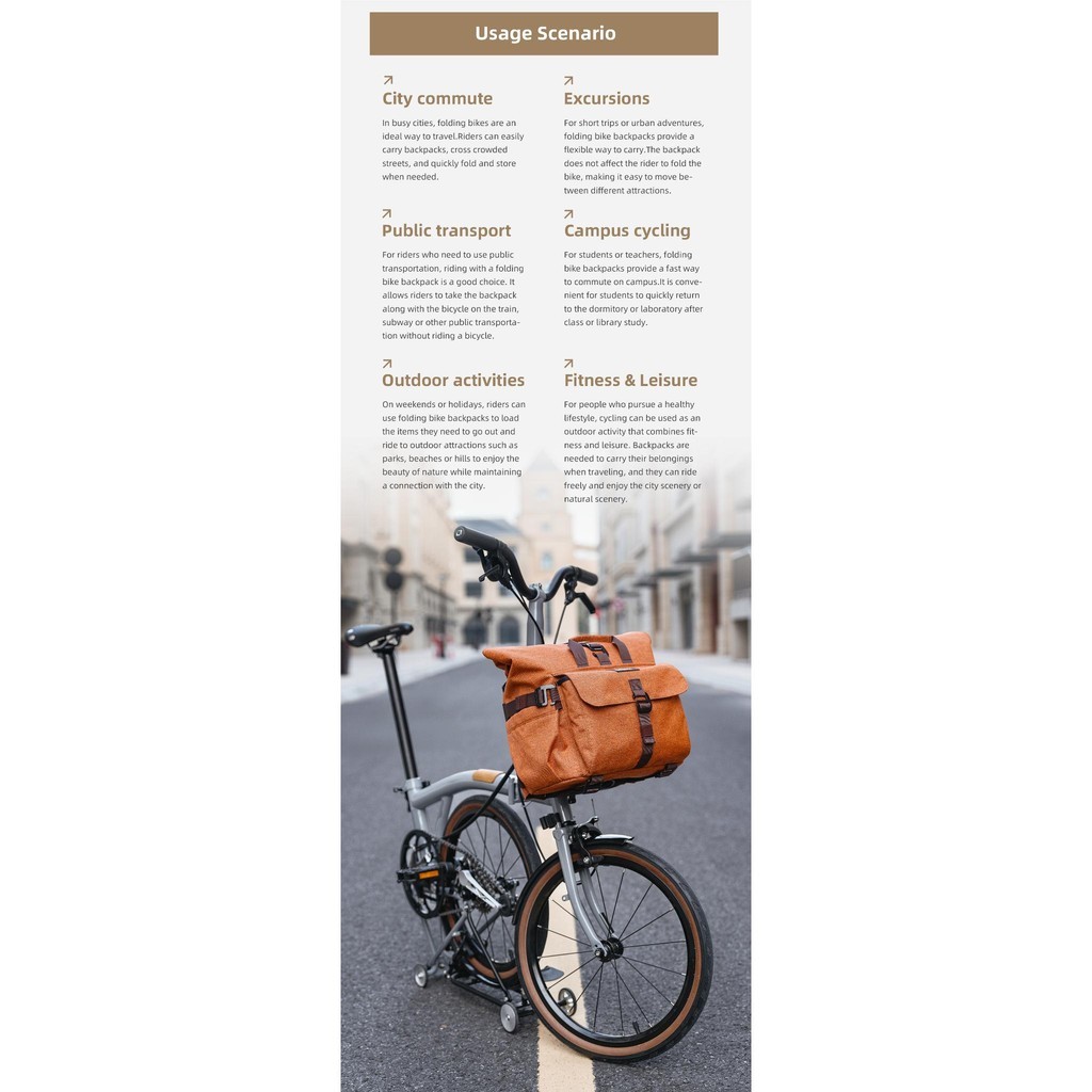 ROCKBROS Folding Bicycle Handlebar Bag Layered Storage Bike Front ...