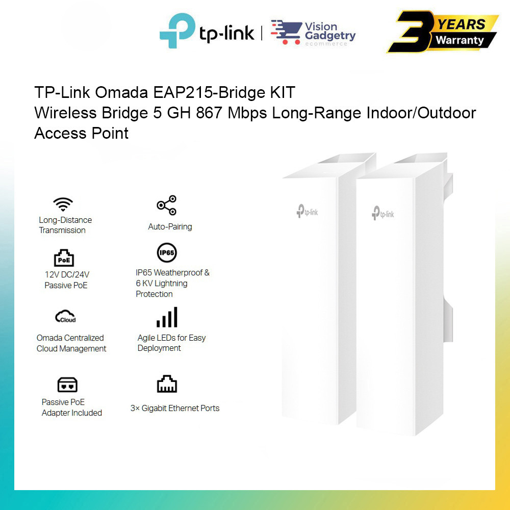 TP-Link Omada EAP215-Bridge KIT Wireless Bridge 5 GH 867 Mbps Long ...