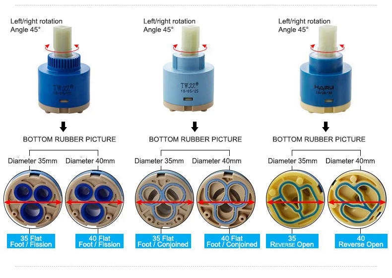 Tap Mixing High Spool Valve 25mm/35mm/40mm Faucet Accessories Ceramic ...
