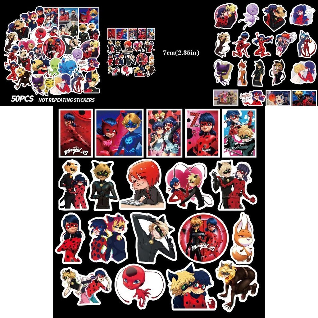 50pcs Ladybug Miraculous Sticker Bomb Pack DIY Imposter Crew Decals Set ...