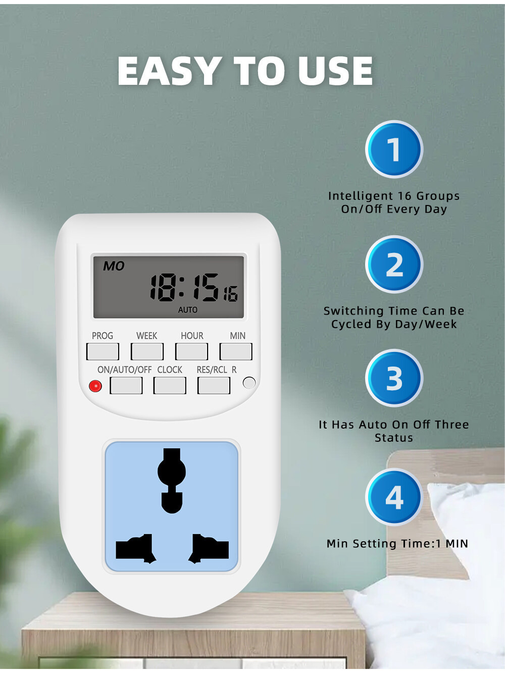 AL-06 Digital Timer Switch Universal UK EU US Socket Weekly ...