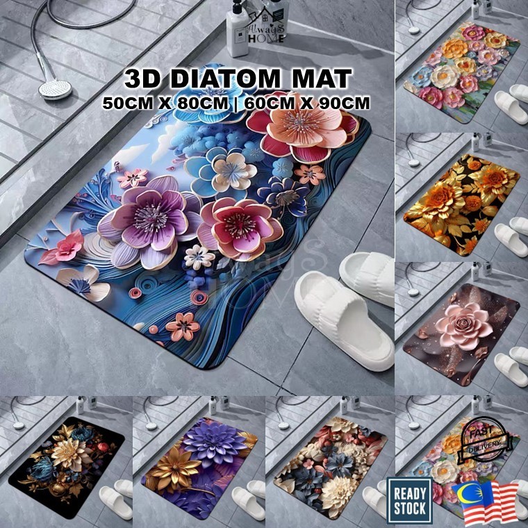 bath mats alas kaki 3D diatom mat toilet mat carpet karpet dapur ...