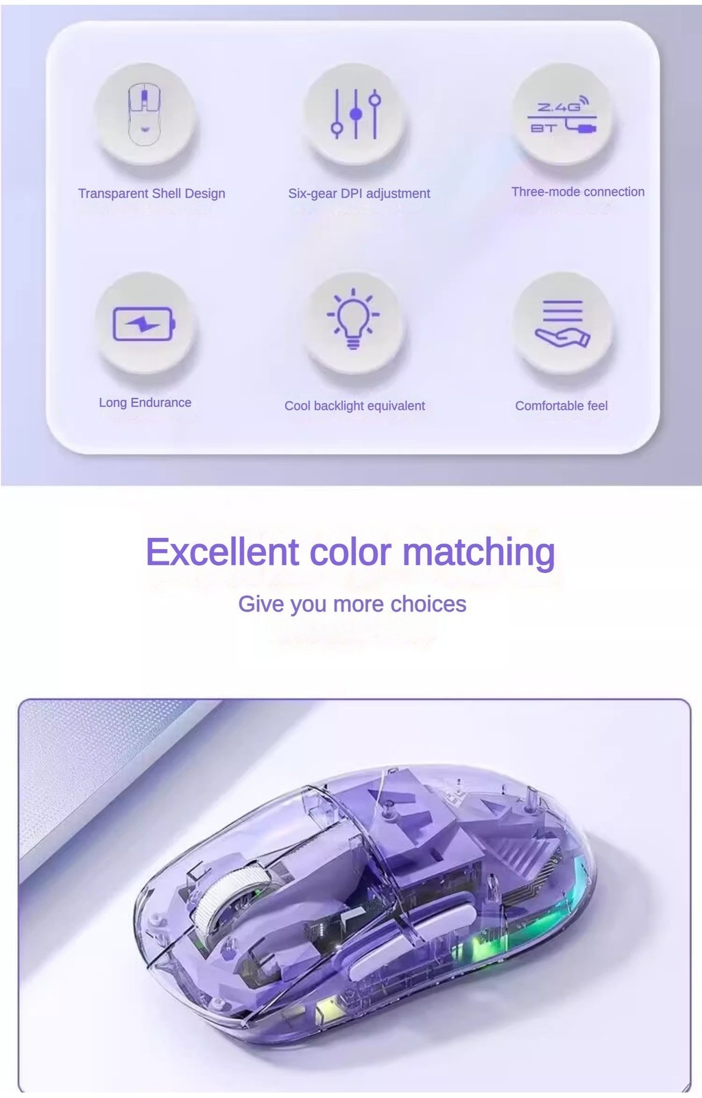 AULA SC660 Wireless 2.4g Mouse Bluetooth Three-mode Black White ...