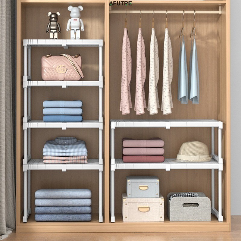 Afutre Stackable Storage Rack Wardrobe Layered Partition Rack Closet ...