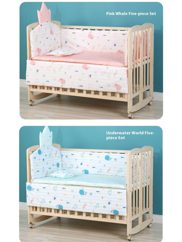 Solid Wood Baby Cot Multifunction Baby Bed Portable Baby Crib ...