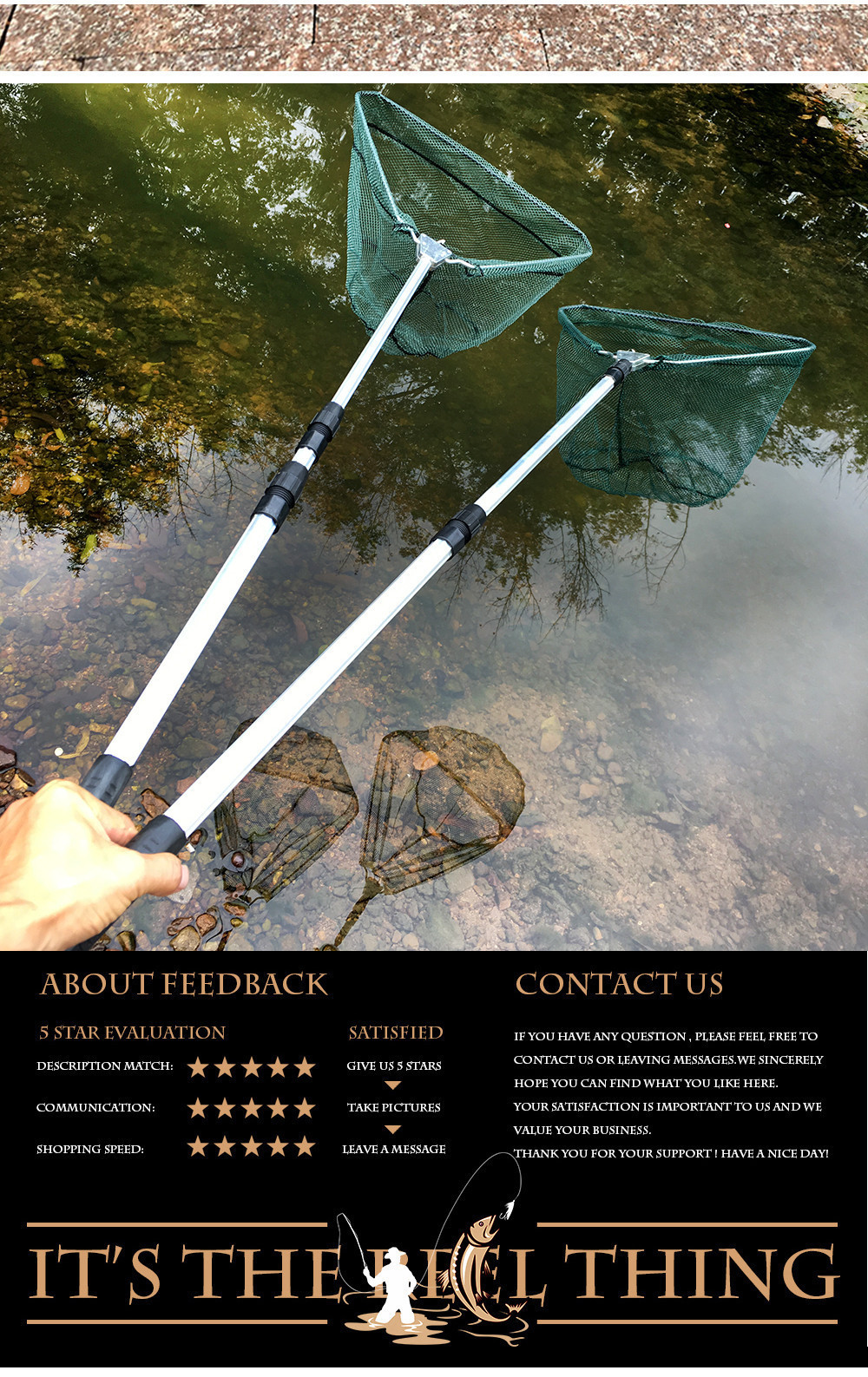 New 1.5m/ 1.7m/ 2.1m Foldable Fishing Net Aluminum Alloy Fishing ...