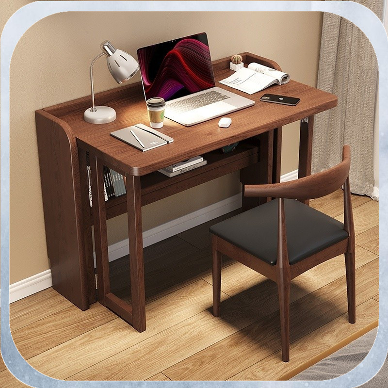 Solid Wood Office Table Foldable Study Computer Desk Writing Desk Study ...