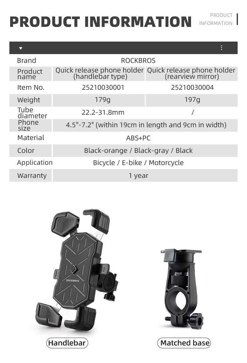 【SG Delivery】ROCKBROS Bike Phone Holder 360° View Universal Bicycle Phone Holder 4.5-7.2inch ...