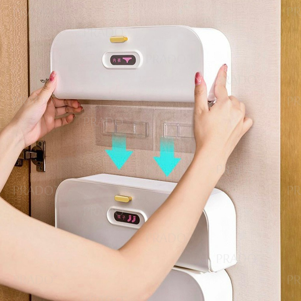 PRADO Wall Mounted Flip Storage Box Underwear Socks Bra Panties Hanging ...