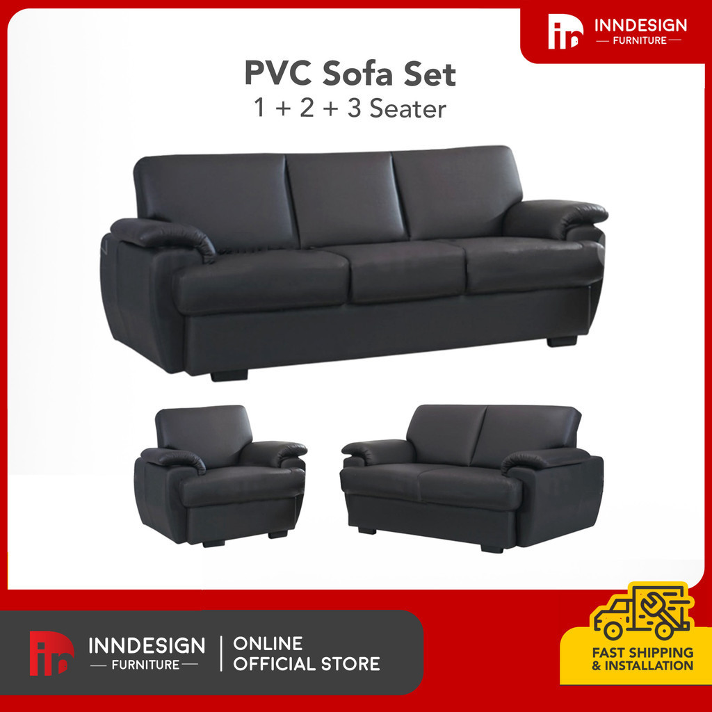 [LOCAL SELLER] KURO 1+2+3 Seater PVC Sofa Set (FREE DELIVERY ...