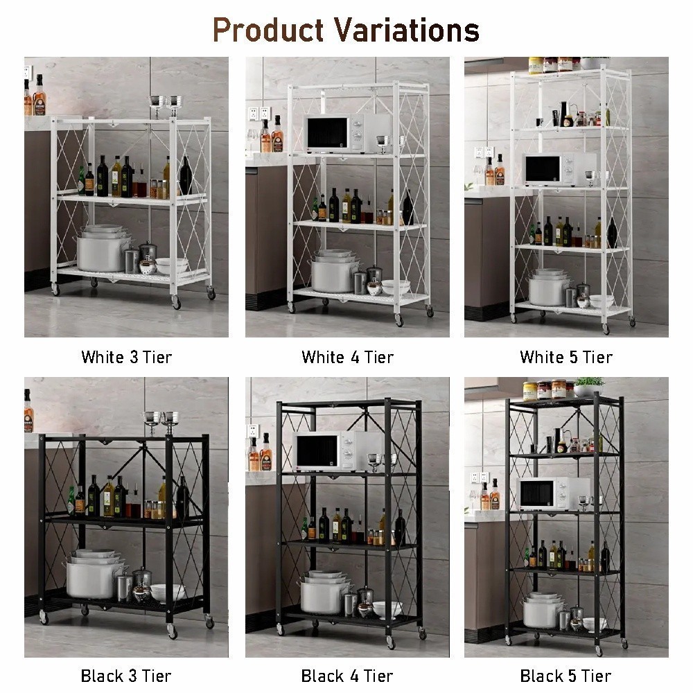 🇸🇬Koala Home🔥Folding Kitchen Storage Rack/Shelf Installation-Free with ...