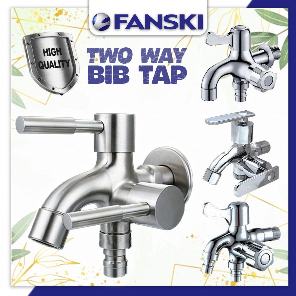 Two Way Water Tap Bib Tap Bathroom Faucet Kepala Paip Air Double Two ...