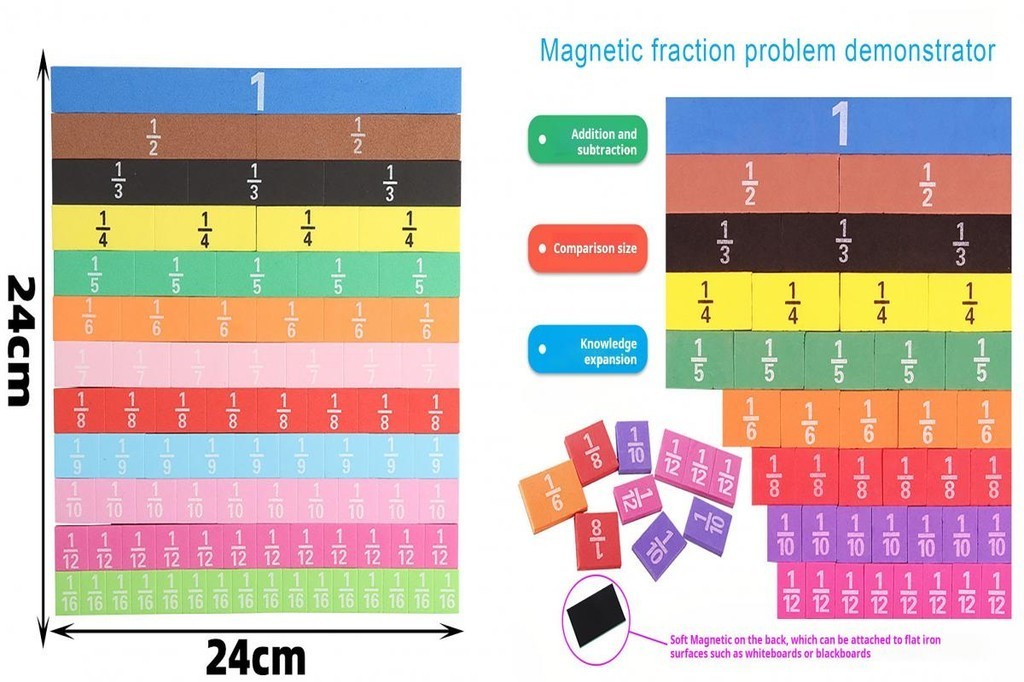 Dottam| Magnetic Fraction Tiles Model Colorful Fraction Tiles Math ...