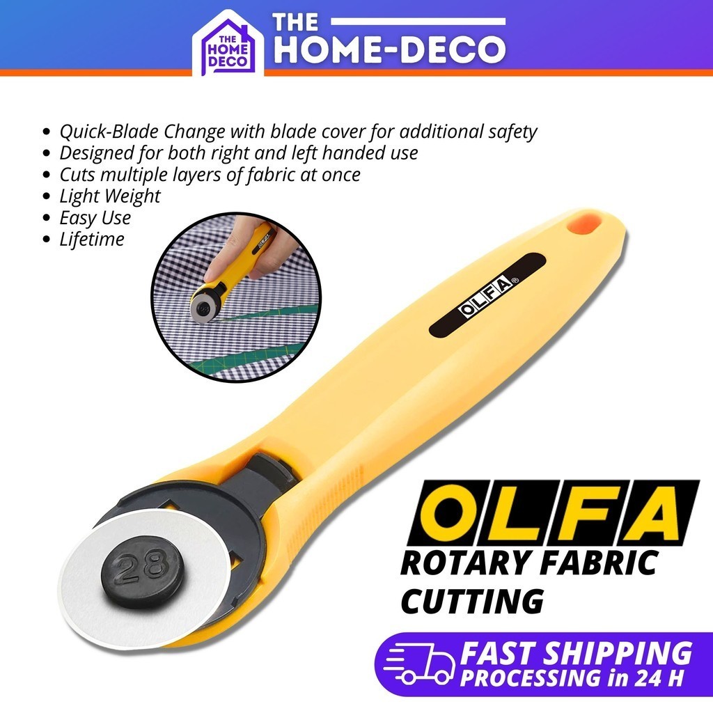 OLFA Rotary Fabric Cutter 28mm ( RTY-1/C ) Sewing Craft Cutter Fabric Cutting Roller (Pemotong ...