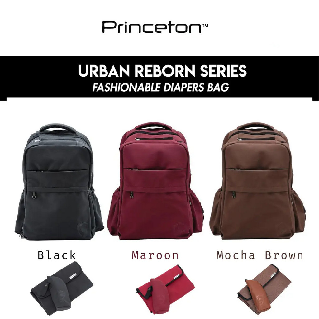 Princeton Urban Reborn Series Baby Diaper Bag - Mocha Brown / Black ...