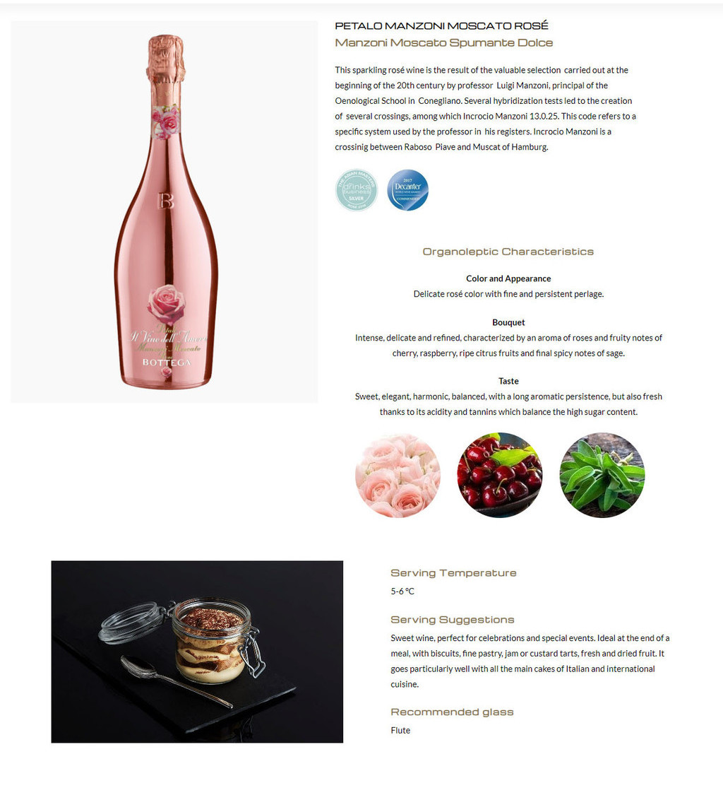 Bottega Manzoni Moscato Rose Vino Dell' Amore 750ml | Shopee Singapore