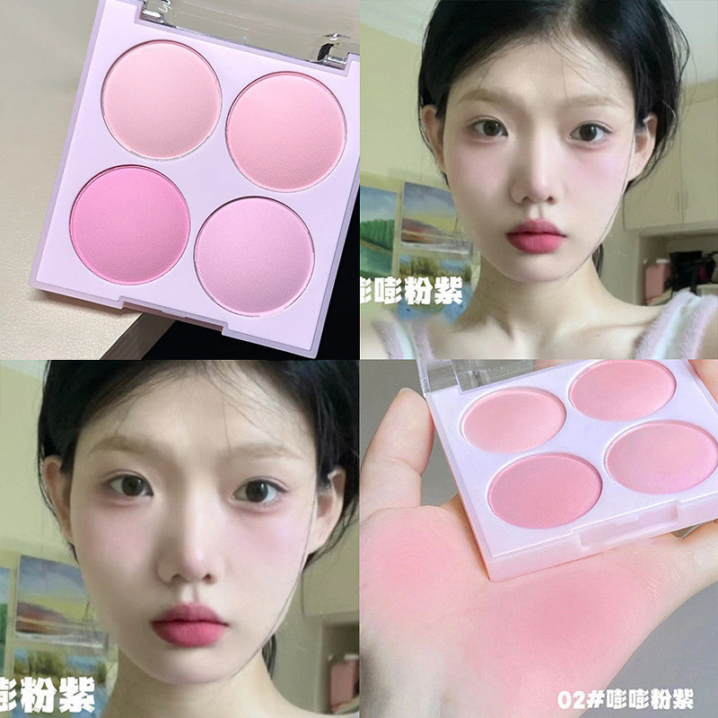 Blush Palette 4 Natural Colors Brighten Skin Waterproof | Shopee Singapore