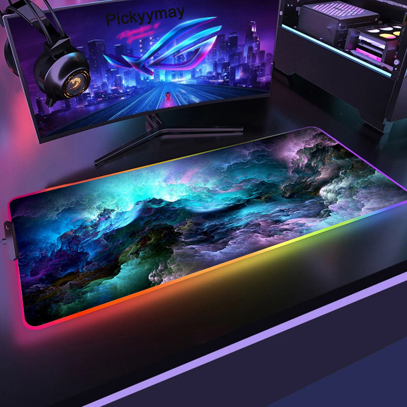 Space Large RGB Mouse Pad Gaming Mousepad LED Mouse Mat Gamer Mousemats ...