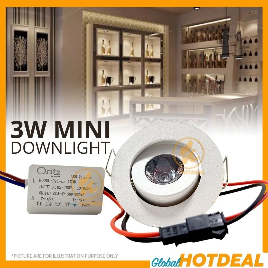 3W MINI DownLight LED Fixture LED Spotlight Jewelry Lampu Indoor ...