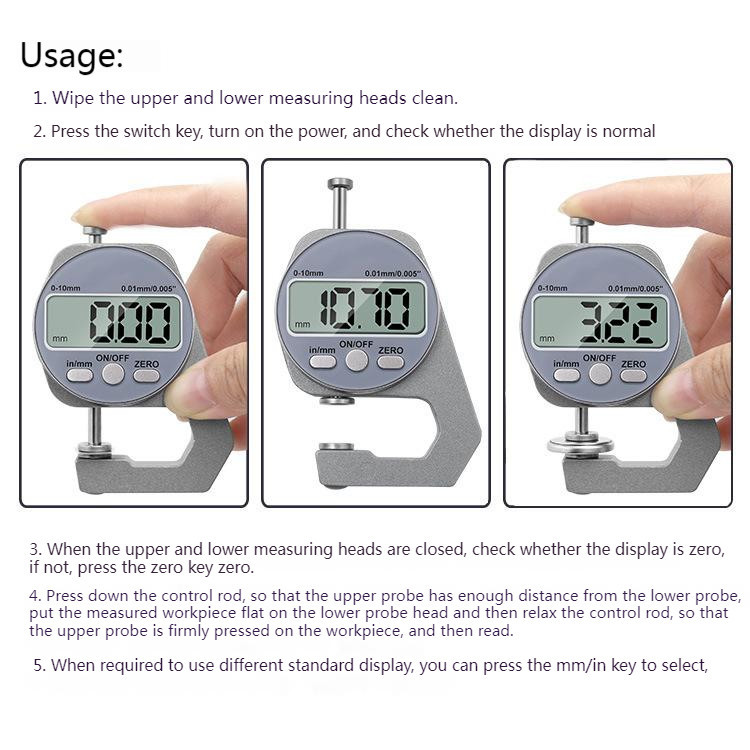 0-10mm Electronic Digital Thickness Gauge Meter Tester Micrometer ...