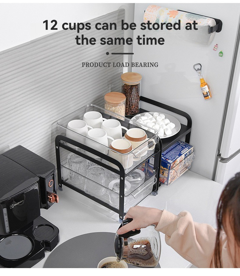 udmall.sg Home iron art glass cup rack multi-layer desktop coffee cup ...