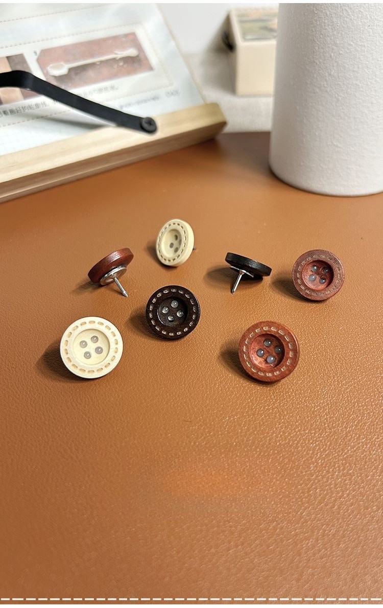 Solid Wood Button Pushpin Smile Push Pin Solid Wood Corkboard Photo ...