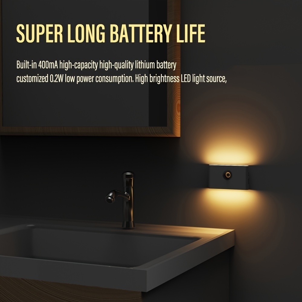 LED Smart Sensor Night Light Wireless USB Rechargeable Sensor Wall ...
